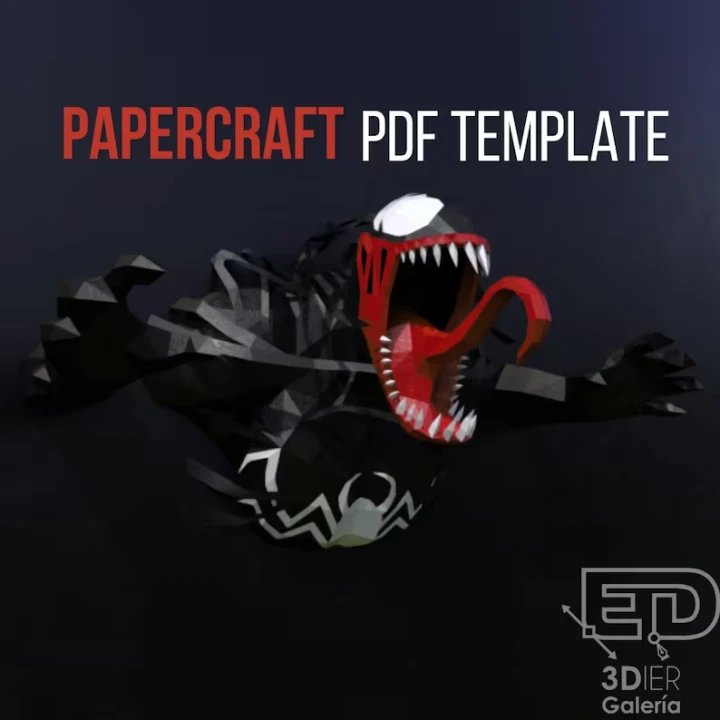 Venom Papercraft Design with PDF templates to build by hand, Paper art ...
