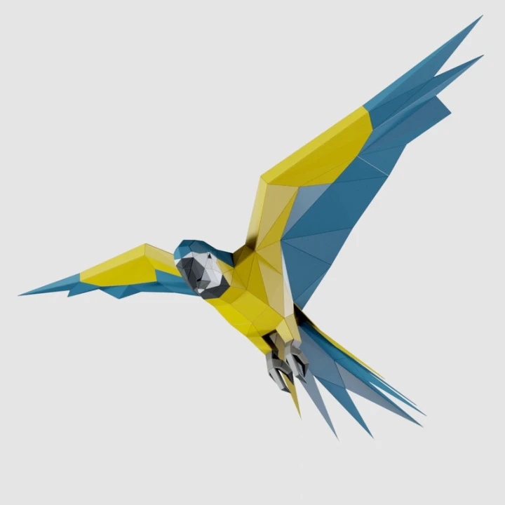 Parrot Paper Sculpture, Printable PDF template, Handmade Wild Animal ...