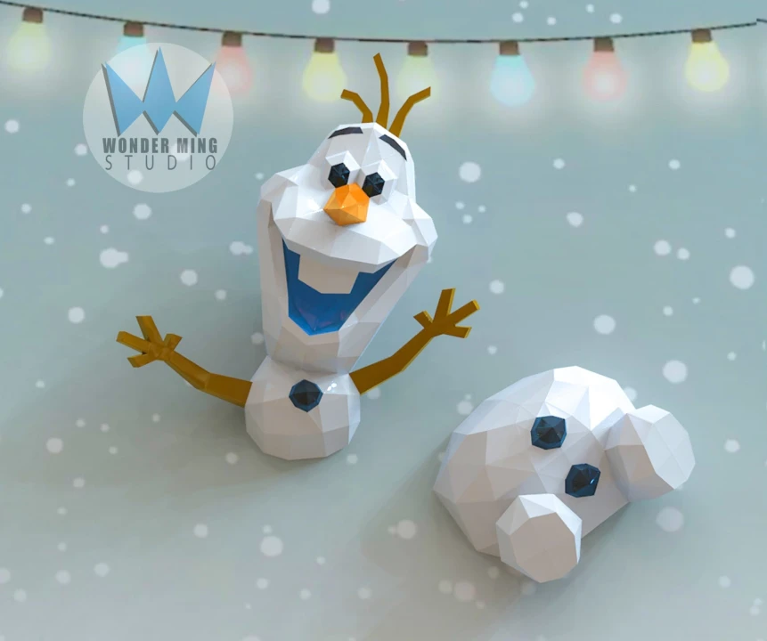 Olaf Wall Decor Papercraft, Lowpoly, Lowpoly Papercraft