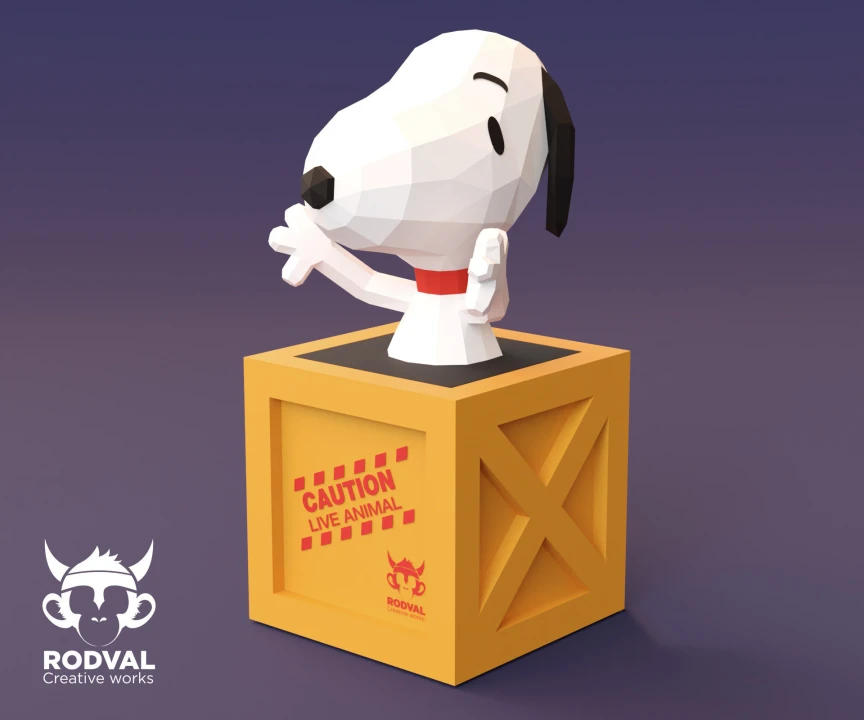 SNOOPY BOX, animal, Papercraft, Template, DIY, Paper, Low Poly, Cute ...