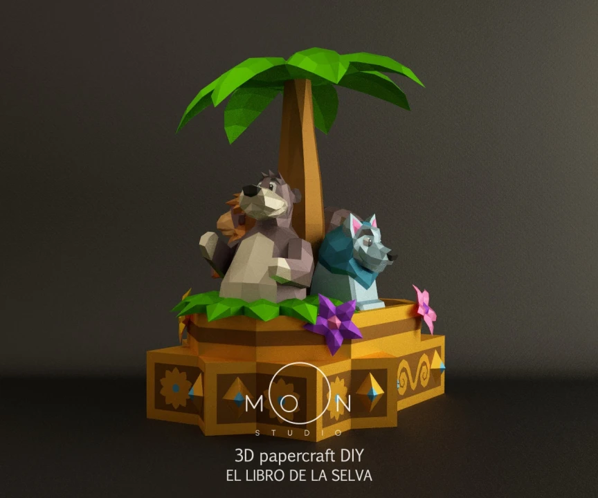 The Jungle Book, DIY, Papercraft, PDF, Low Poly, 3D model, Craft, Paper ...
