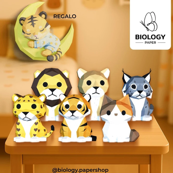 Cute Kawaii Baby Cat Pack Low Poly Papercraft Template Pepakura PDF DIY ...