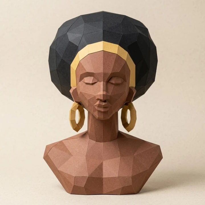 Papercraft African Woman Bust, Low Poly 3D Model, Papercraft women ...