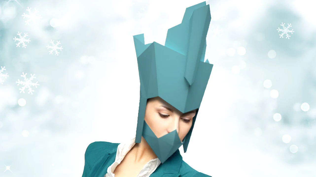 Snow Queen Hat, Snow Queen Crown Mask DIY, Papercraft, PDF, Low Poly ...