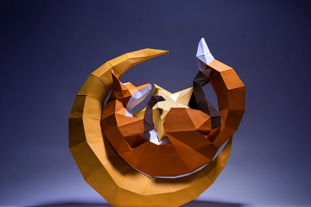 Moon Fox Sleeping Paper Craft, Digital Template, Origami, PDF Download ...