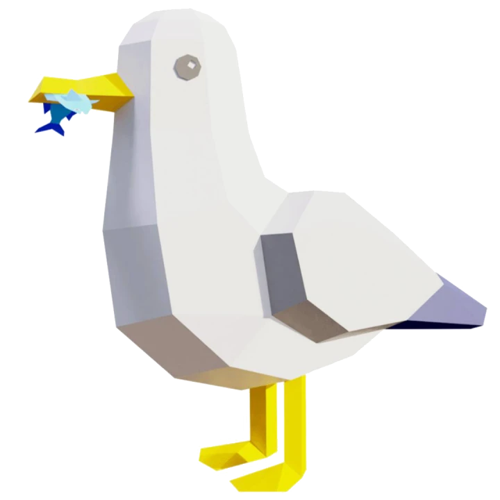 Mouetmouet (Seagull) Papercraft, Lowpoly Papercraft, Fovea - Papercraft ...