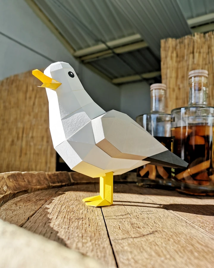 Curious Mouetmouet (Curious Seagull) Papercraft, Lowpoly Papercraft ...