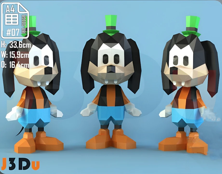 Goofy Tiny Papercraft PDF, Template For office, Room, Decor, DIY gift ...