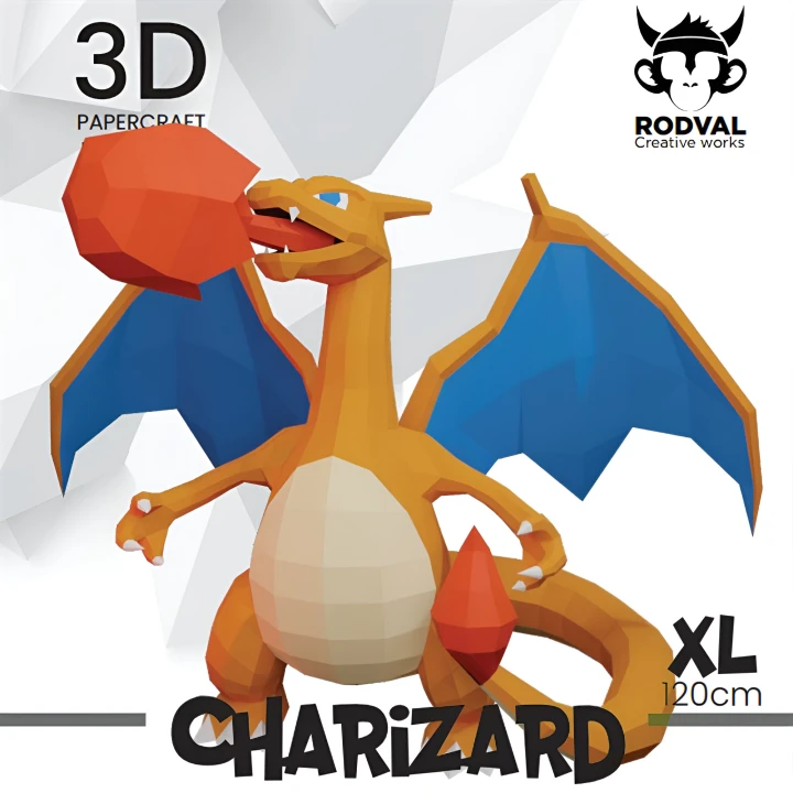 CHARIZARD XL, Papercraft, Template, DIY, Paper, Low Poly, Pokemon, 3D ...