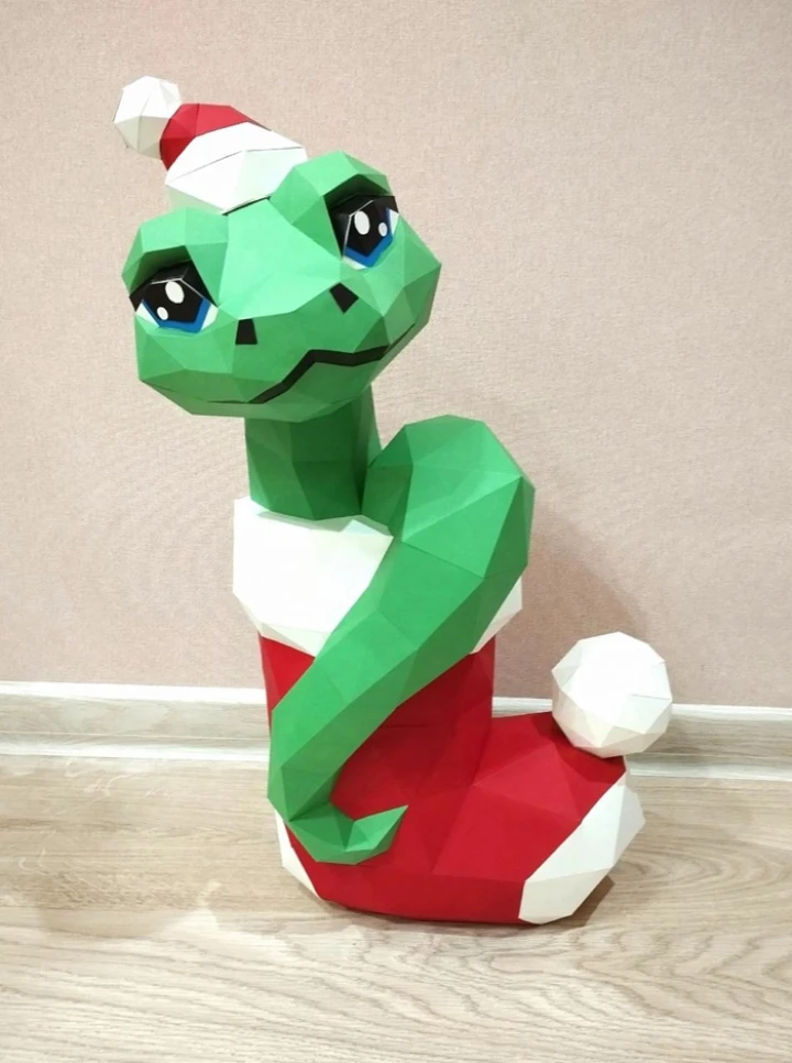 Snake in a Felt Boot Papercraft Template - Low Poly, Pepakura PDF, DIY ...
