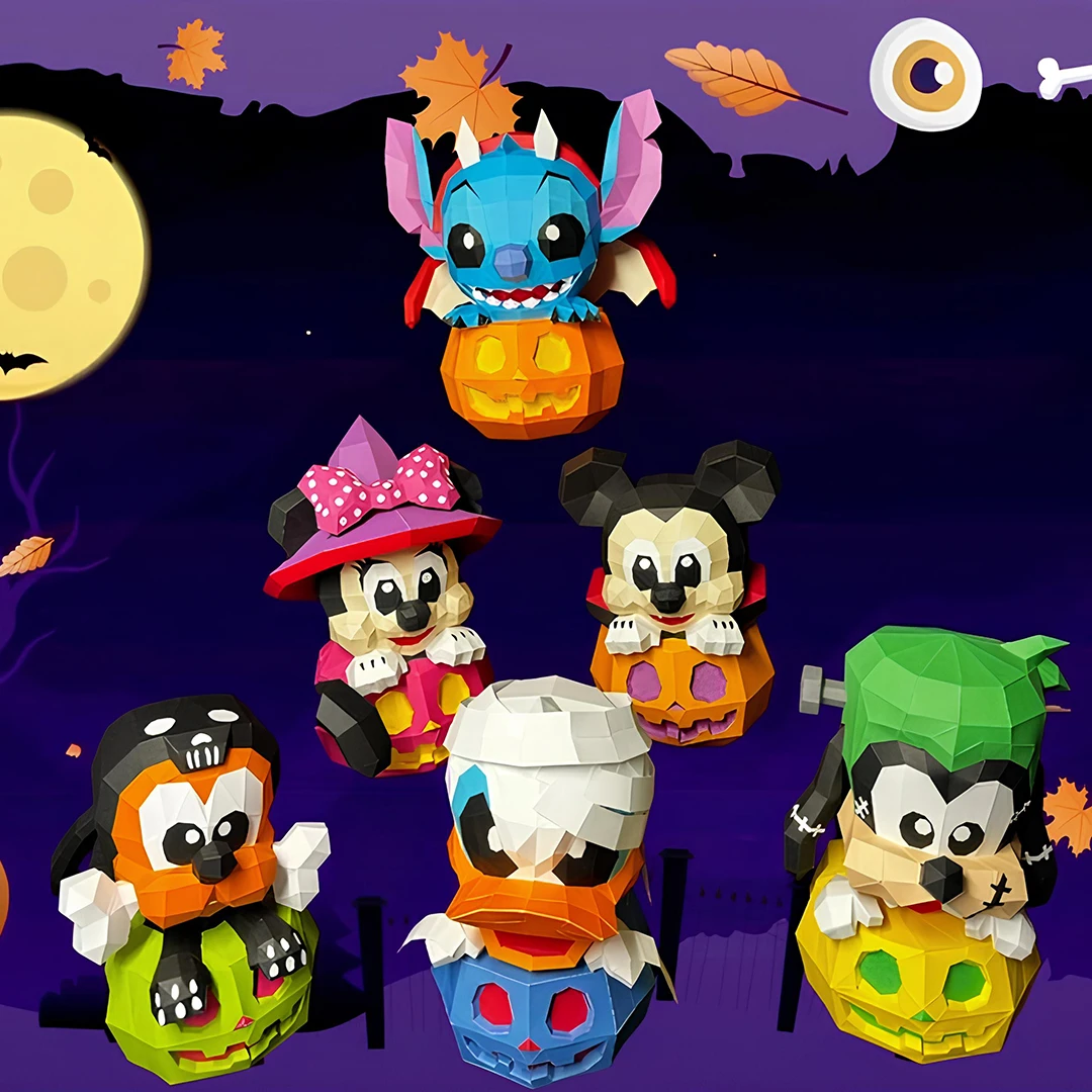 Combo 6 Pumped-kin Walt Disney Mickey Minnie Pluto Donald Goofy Evil ...