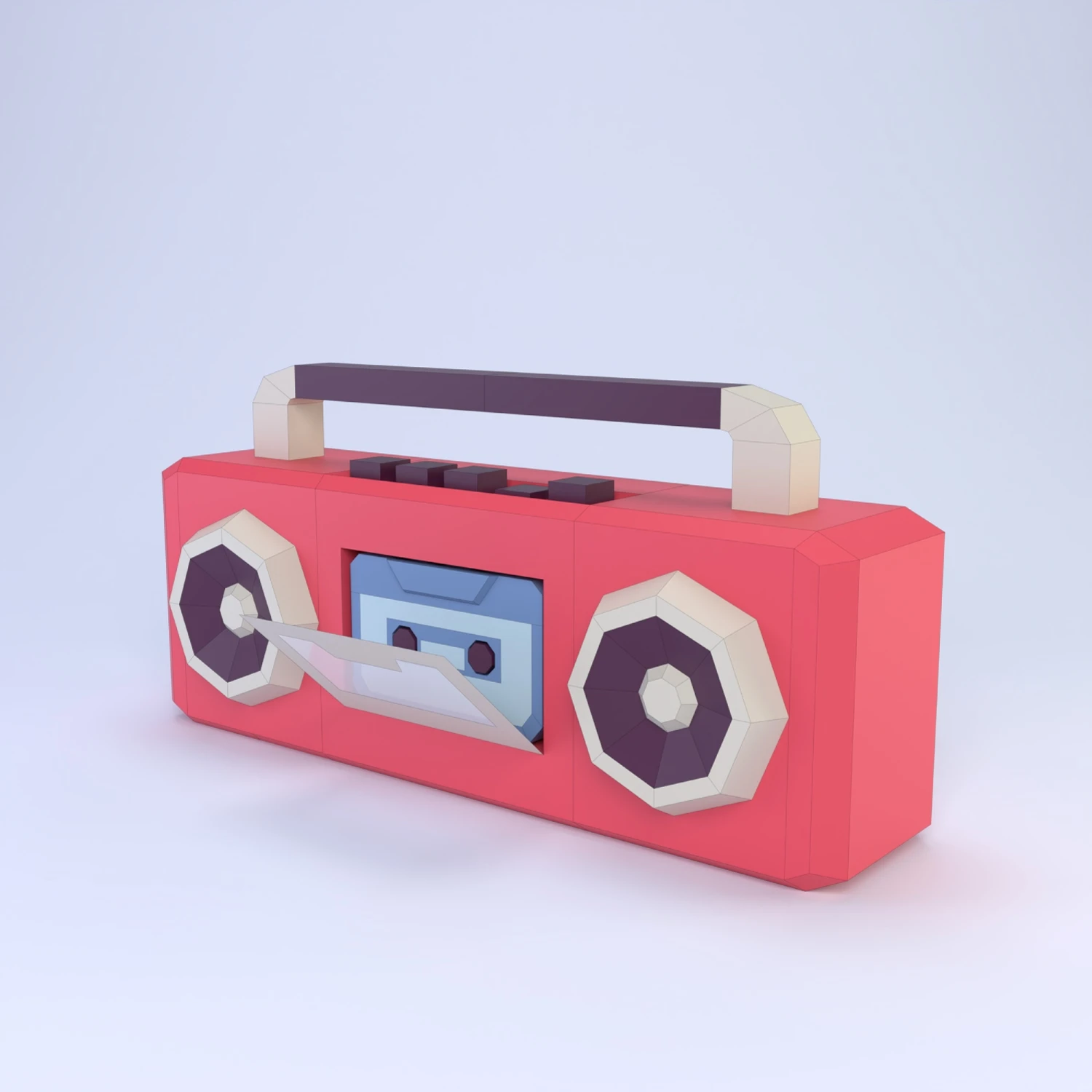 Low Poly Boombox Papercraft Template | DIY 3D Retro Cassette Player ...