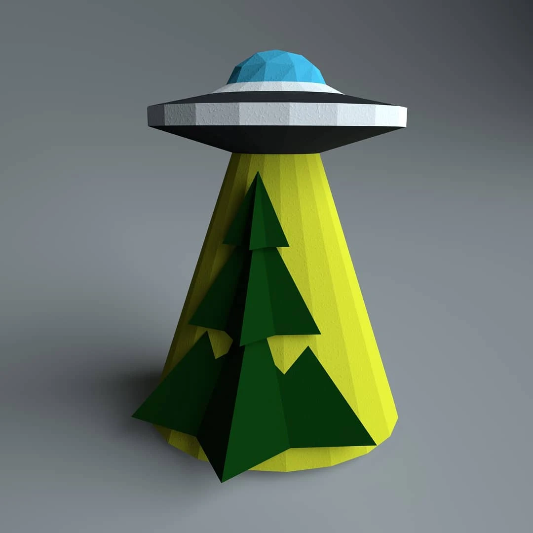 DIY UFO Papercraft Template Low Poly 3D Spaceship Model Instant ...