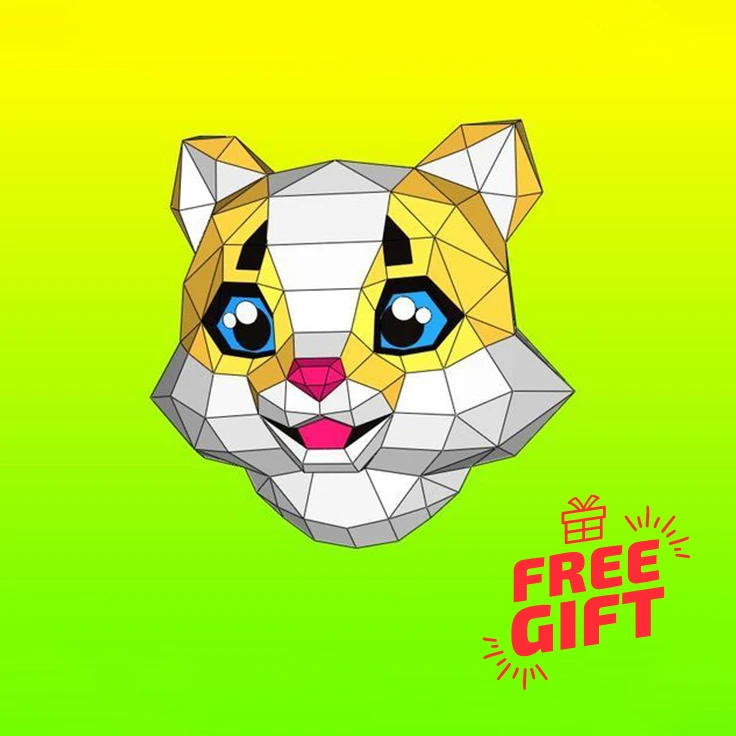 [Free Gift] Cat's Head Wall Papercraft Template - Low Poly, Pepakura ...