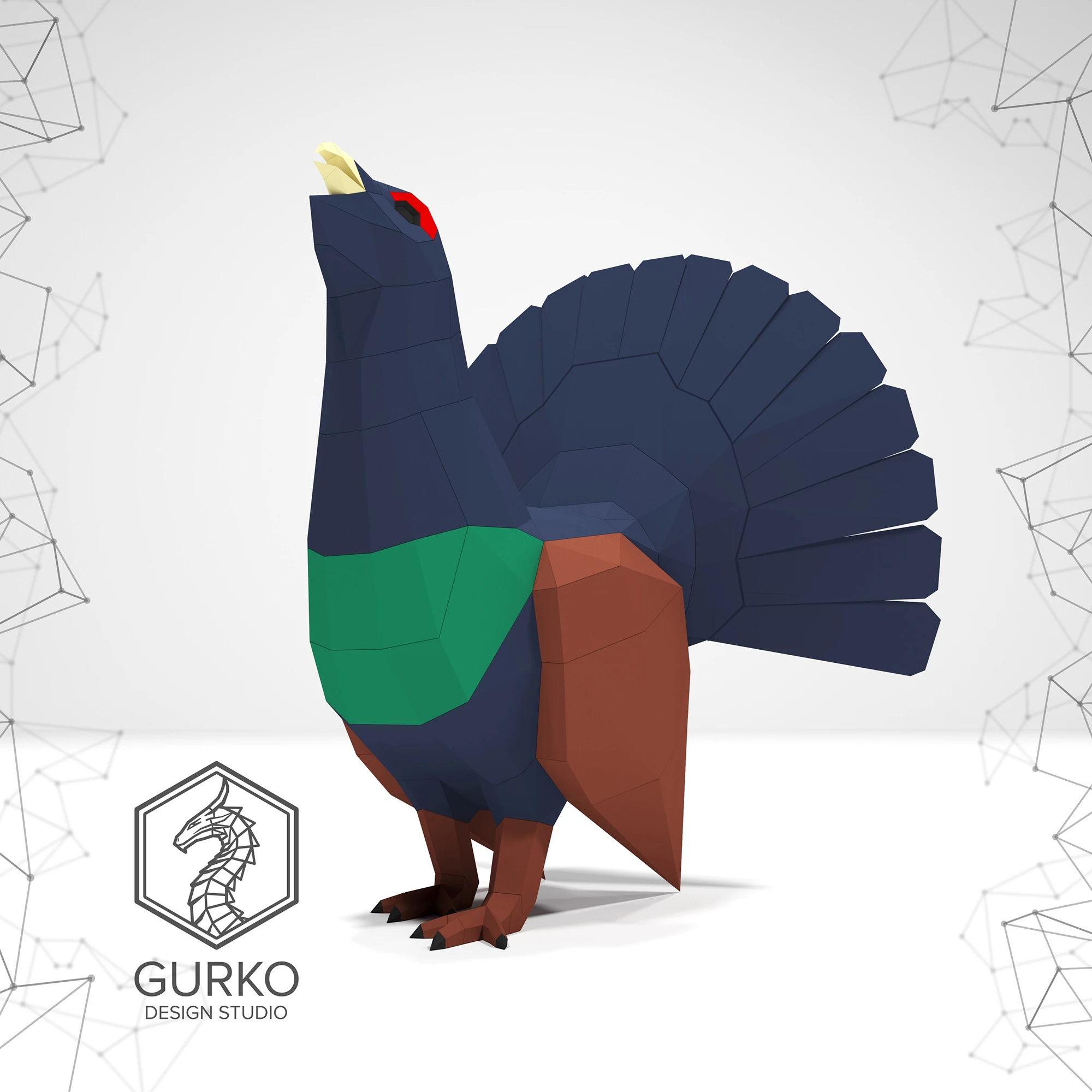 Wood Grouse Papercraft, Pdf, Gurko, Pepakura, Template, 3D Origami ...