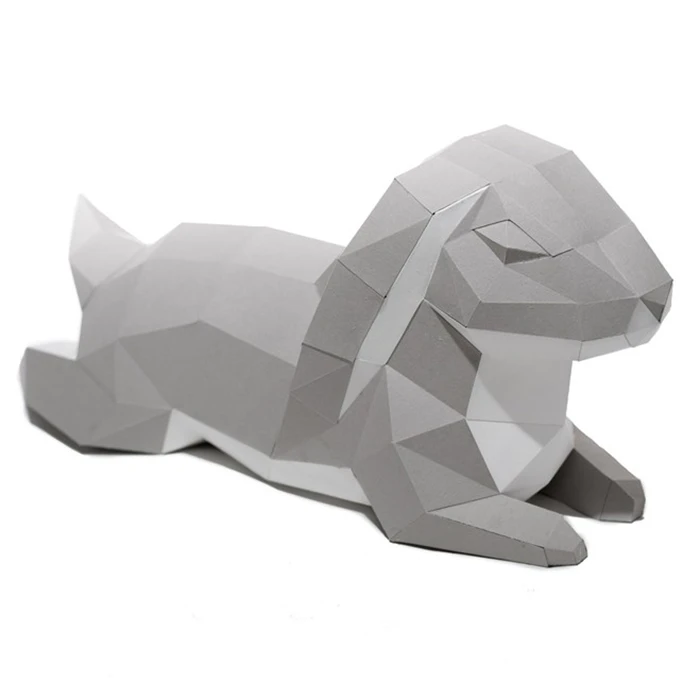 Dwarf Rabbit 3D Decor Low poly Papercraft, DIY, PDF