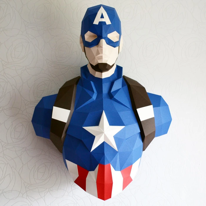 Captain America Papercraft Hero, Paper Sculpture, Low Poly PDF Template ...
