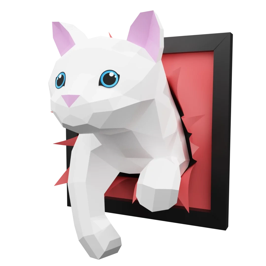 Cat 3d paper craft PDF, DIY papercraft cat model template,origami cat ...