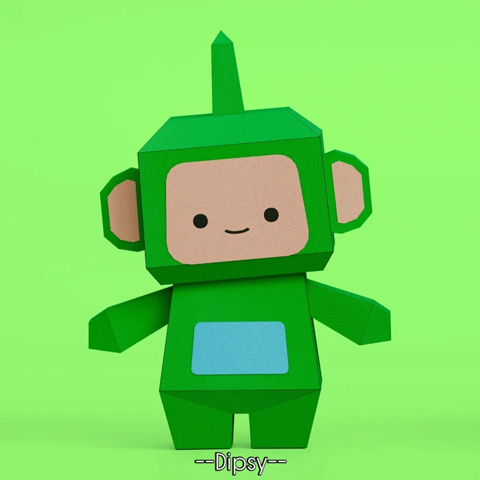 Dipsy Teletubby 3D Digital Template PDF | DIY Papercraft | Teletubbies ...