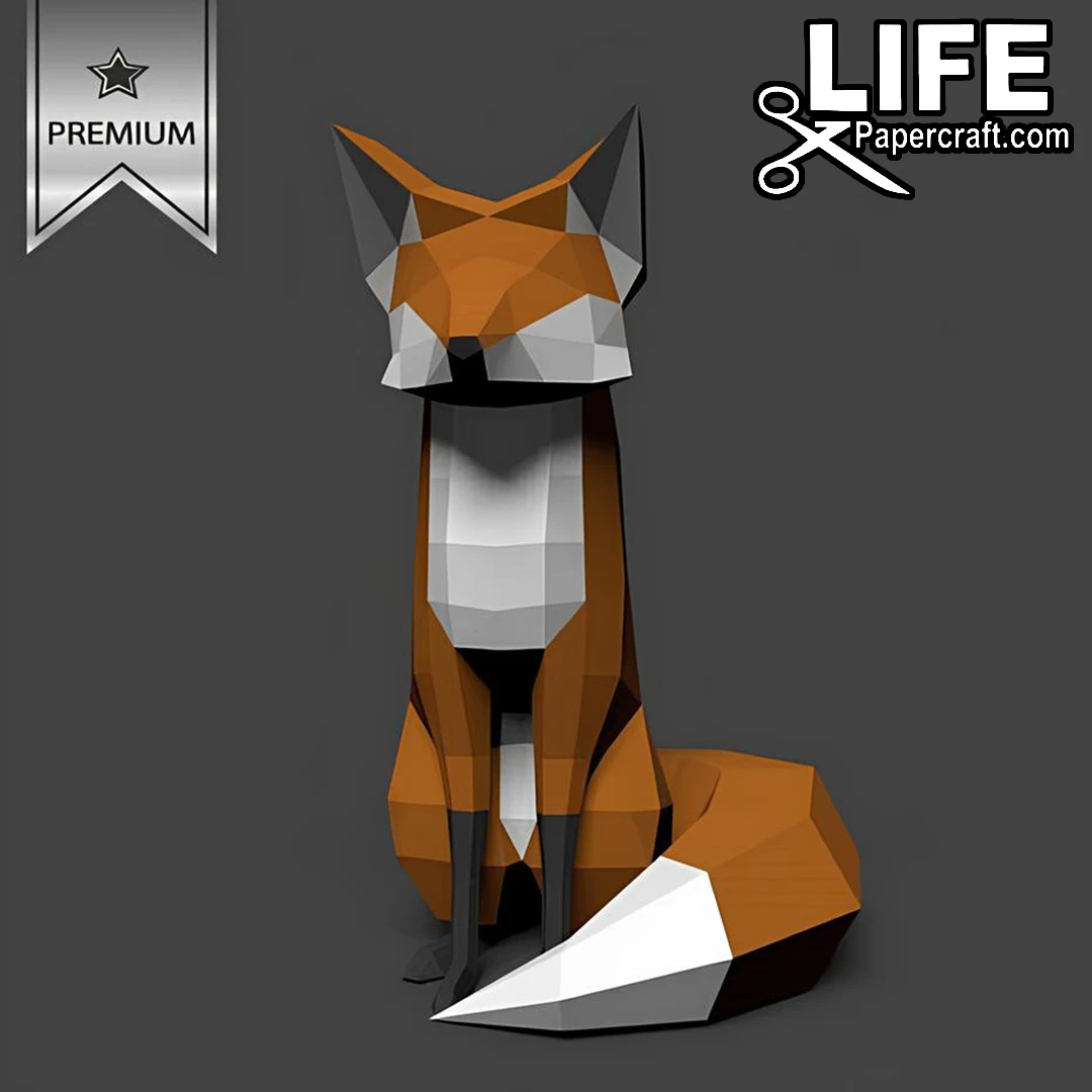 Fox Alpha - Family Fox Low Poly Papercraft, DIY 3D Paper Model for ...