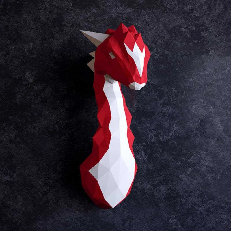 Dragon Low Poly Wall Papercraft, Paper Sculpture, Low Poly PDF Template ...