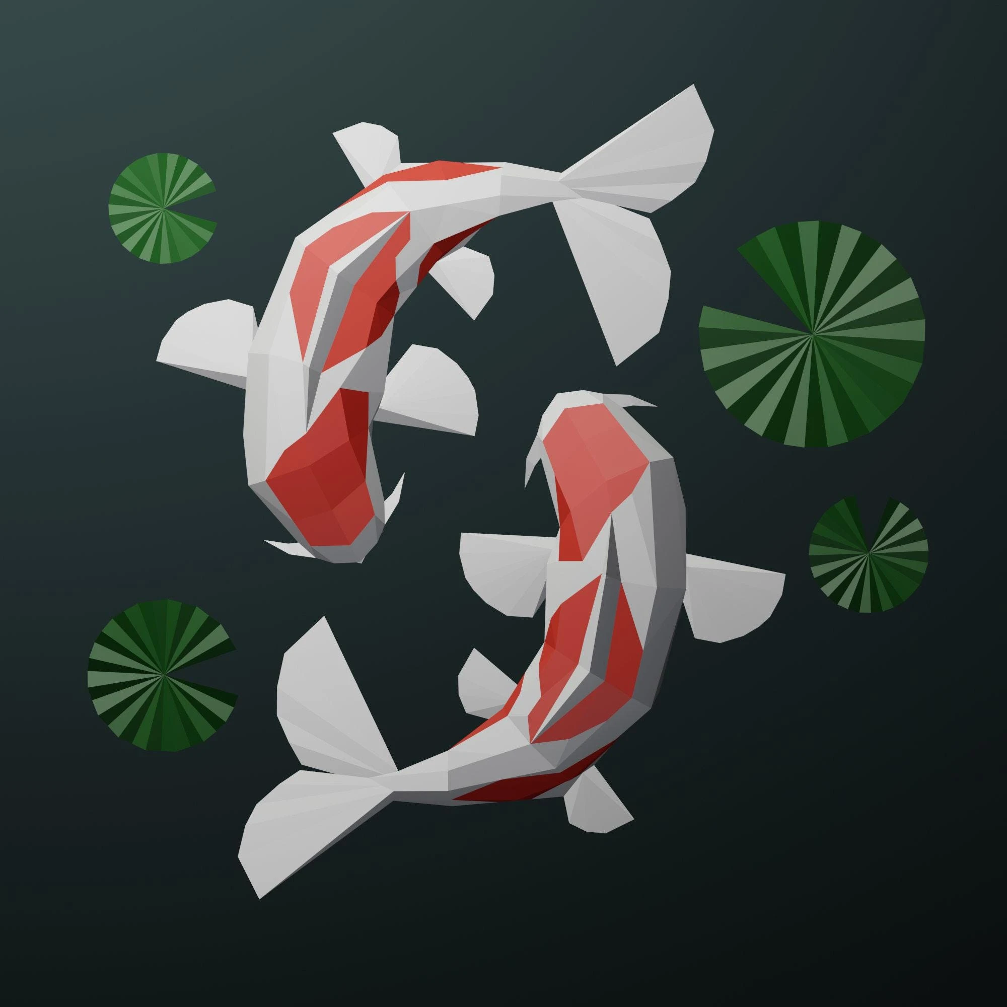 Koi Fish Paper Craft, Digital Template, Origami, PDF Download DIY, Low ...