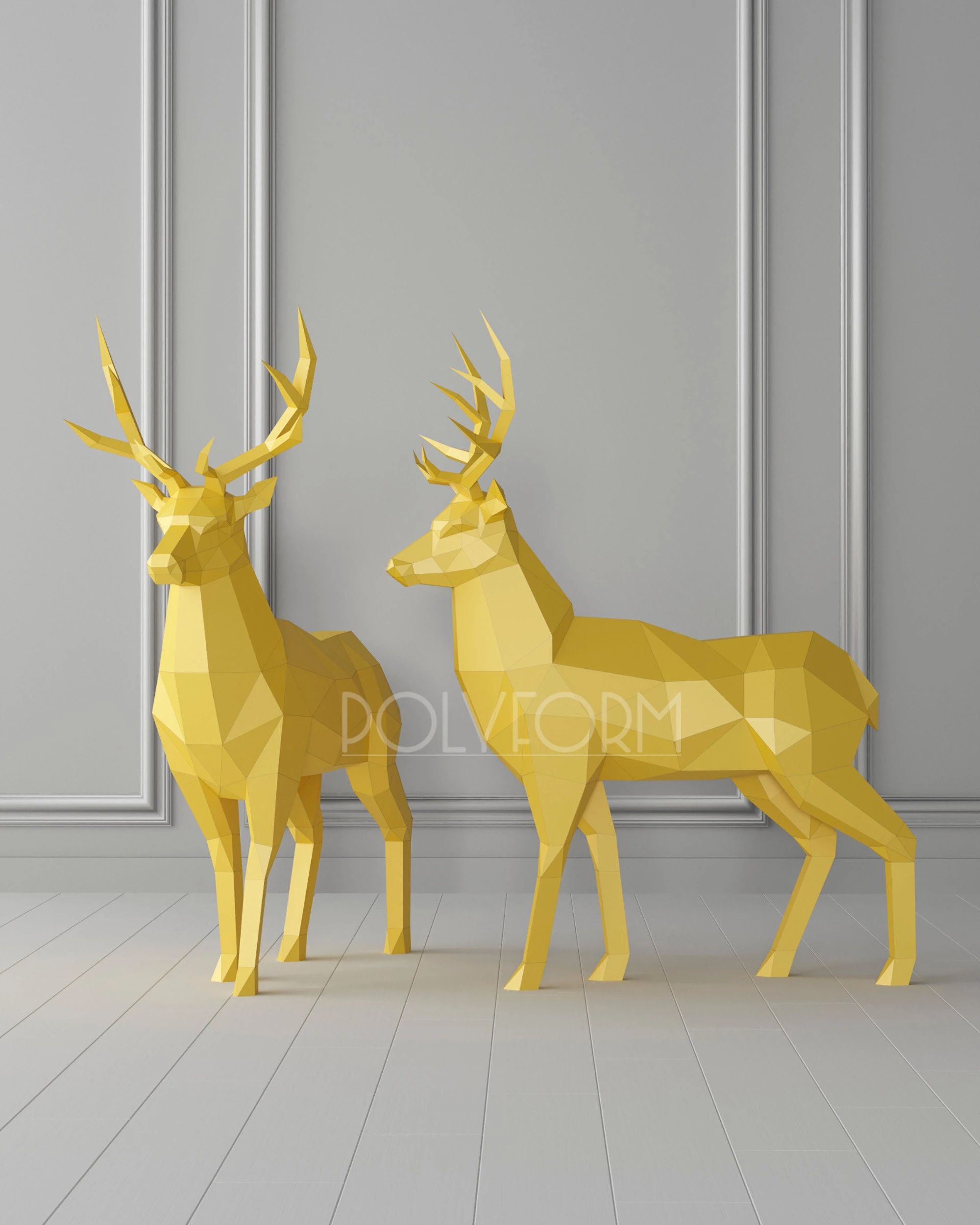 Deer Low Poly Christmas Papercraft new Year Decor PDF template 3d Model ...