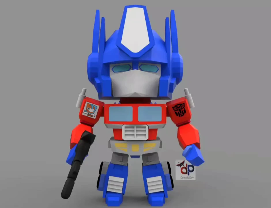 Optimus Prime Chibi Papercraft , PDF Template, DIY 3d Model, FanArt ...
