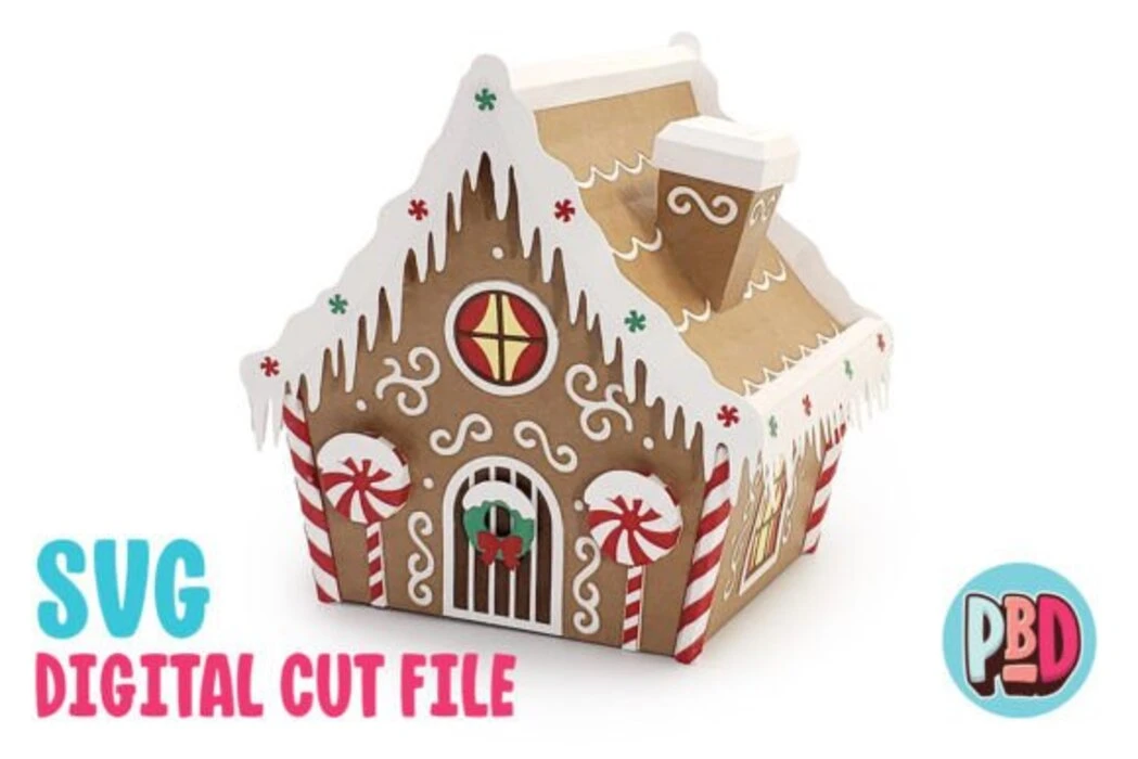 Gingerbread House 3D Papercraft SVG