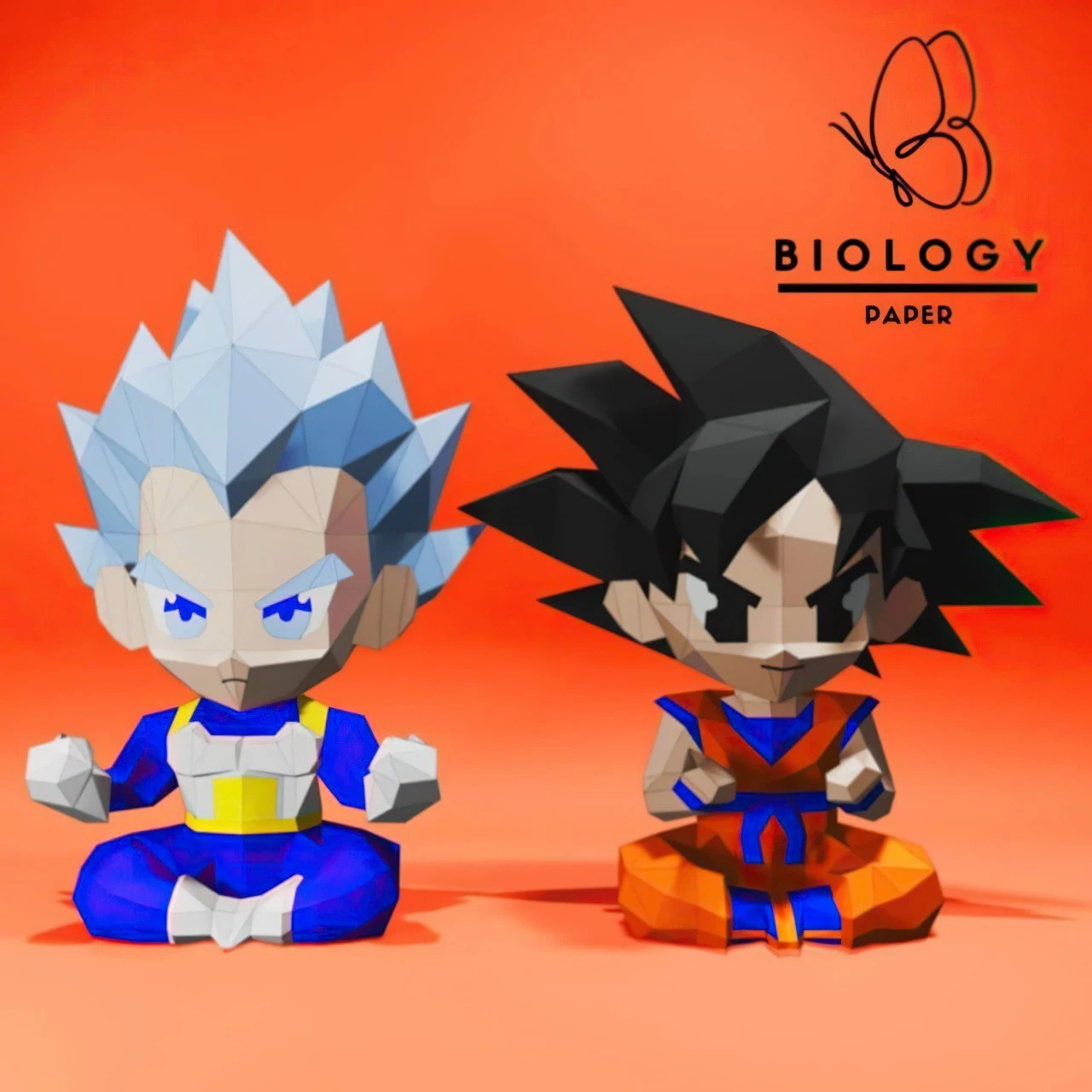 Dragon Ball Son Goku sitting and Vegeta sitting Low Poly Papercraft ...
