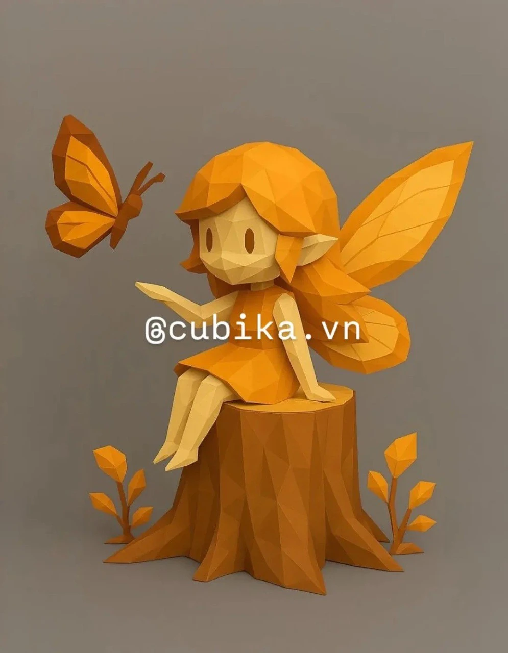 Butterfly Fairy Papercraft Template | DIY 3D Low Poly Fairy Sitting on ...