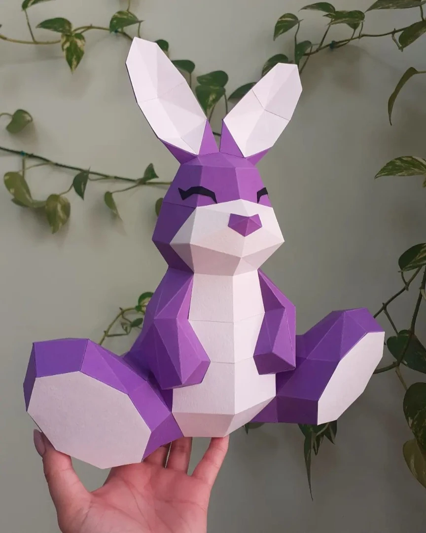 Hare Papercraft Template - Low Poly Rabbit, Pepakura PDF, DIY Handmade ...