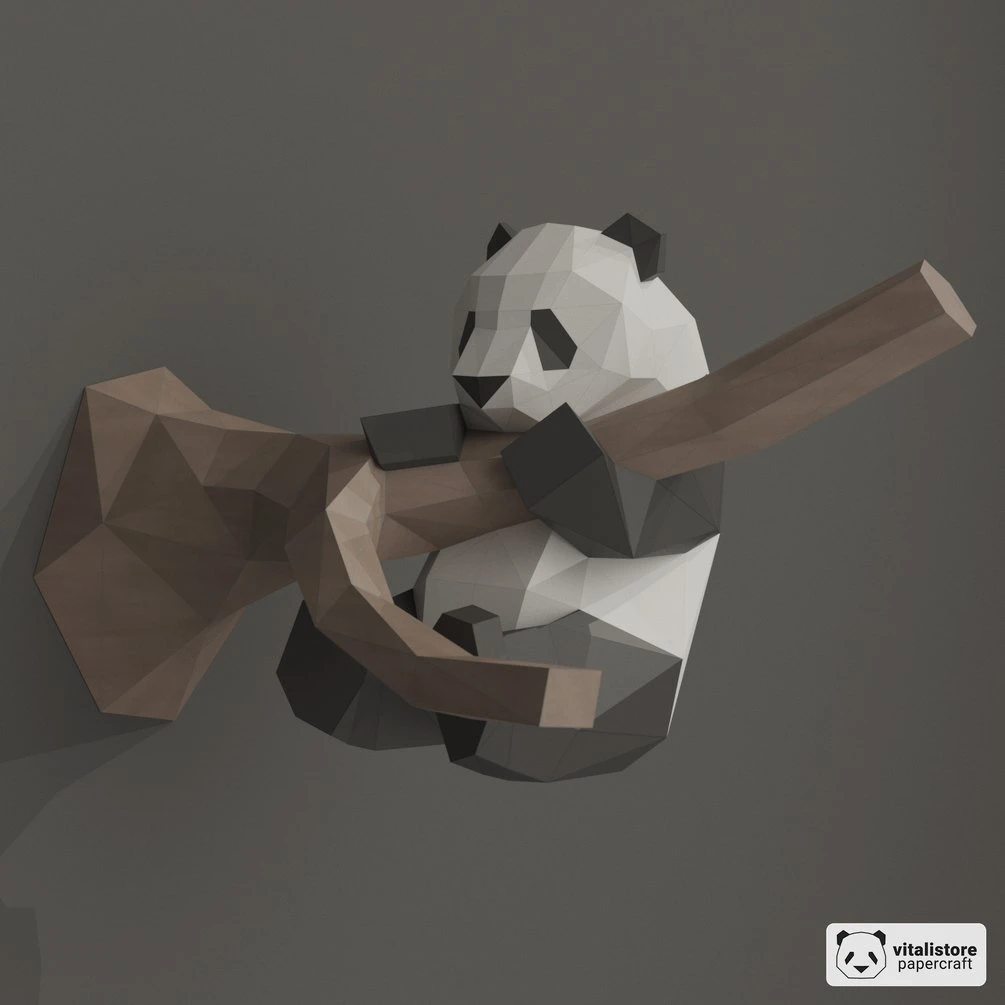 Funny Panda Papercraft, DIY Paper Sculpture, Wall Decor, Low Poly ...