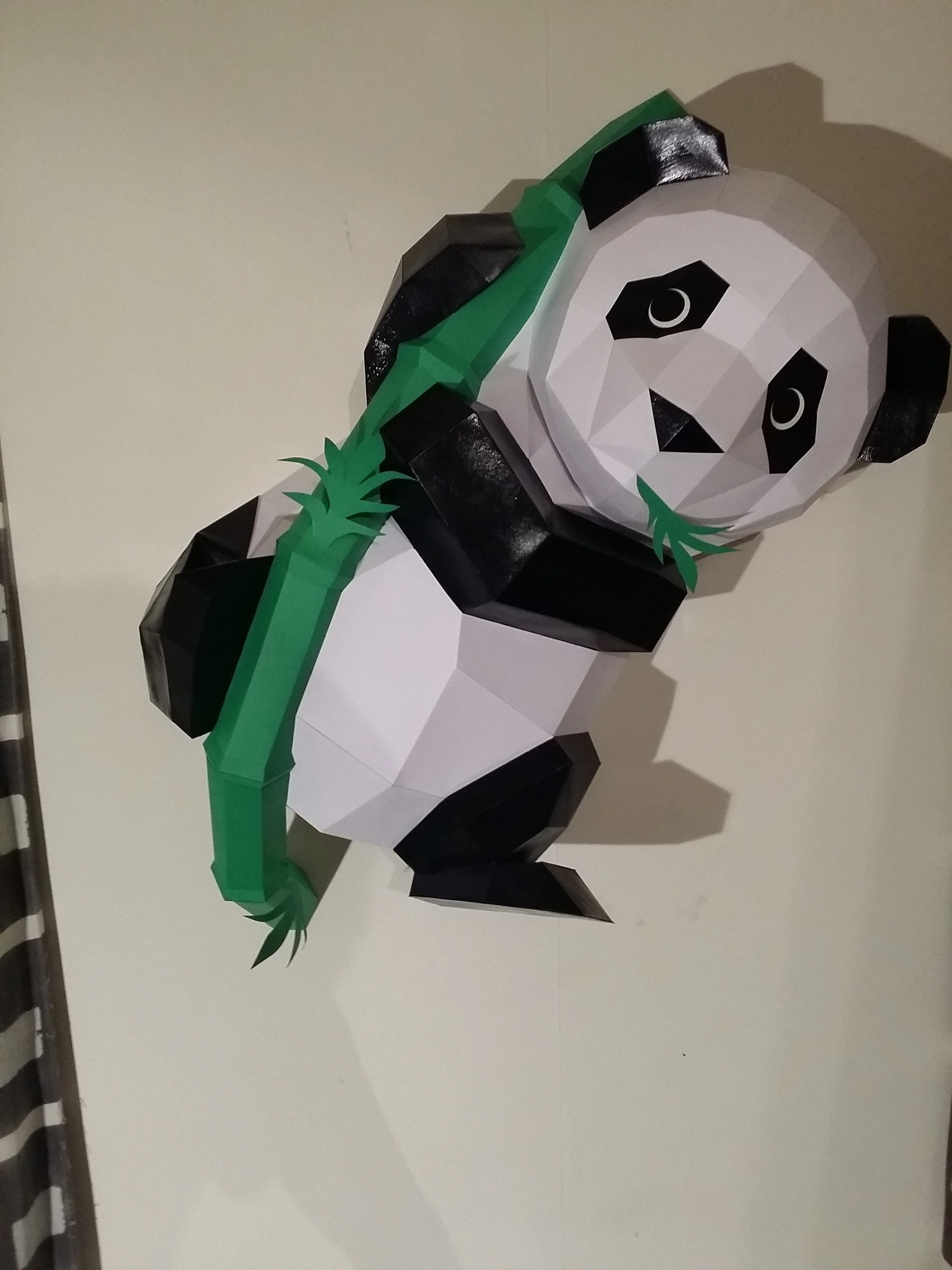 DIY Paper Panda on bamboo, papercraft model, polygonal paper craft ...