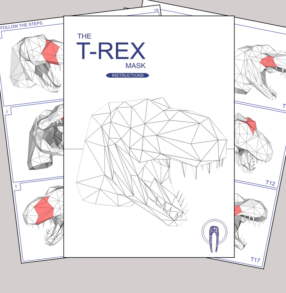 Dinosaur Mask, T-Rex Mask, Paper Mask, DIY Mask, Dinosaur Costume ...