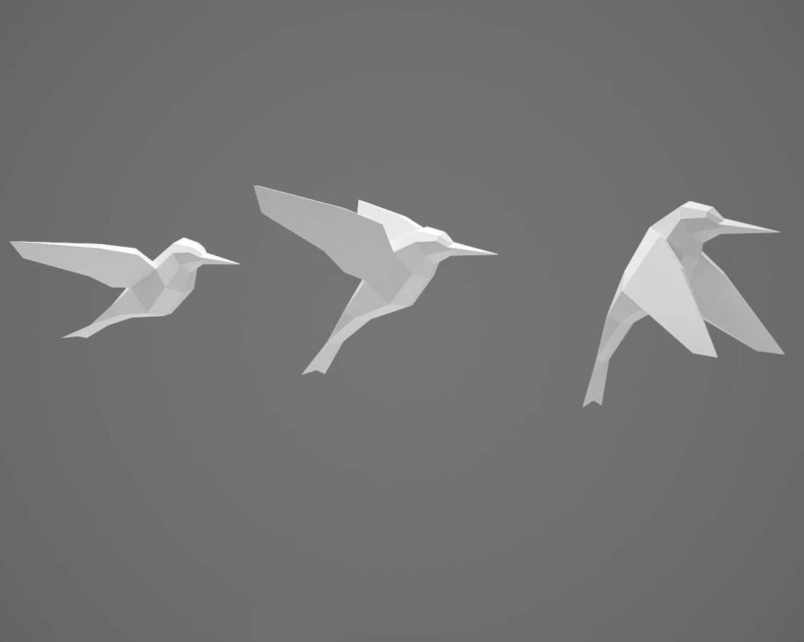 Papercraft Birds, How to make 3D paper craft, paper sculpture pattern ...