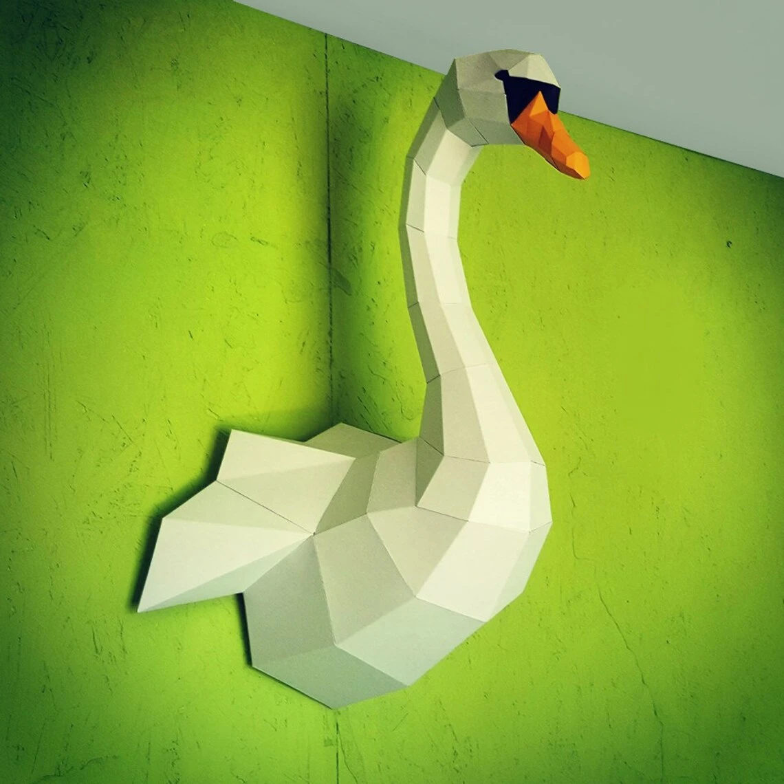 Papercraft Swan, DIY paper craft model, PDF template kit, Low poly ...