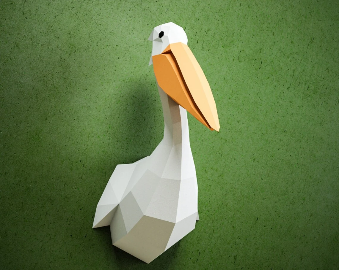 DIY Paper Pelican 3D, Papercraft sculpture, Paper craft model, Low poly ...