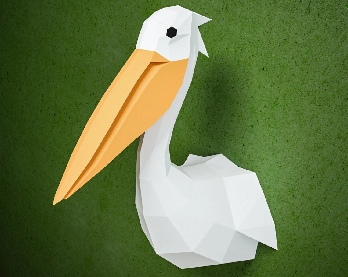 DIY Paper Pelican 3D, Papercraft sculpture, Paper craft model, Low poly ...
