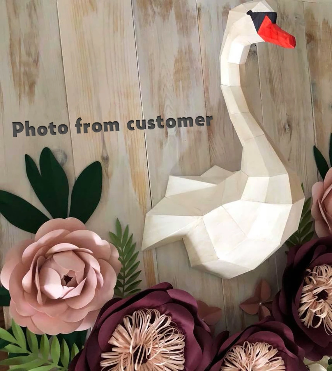 Papercraft Swan, DIY paper craft model, PDF template kit, Low poly ...