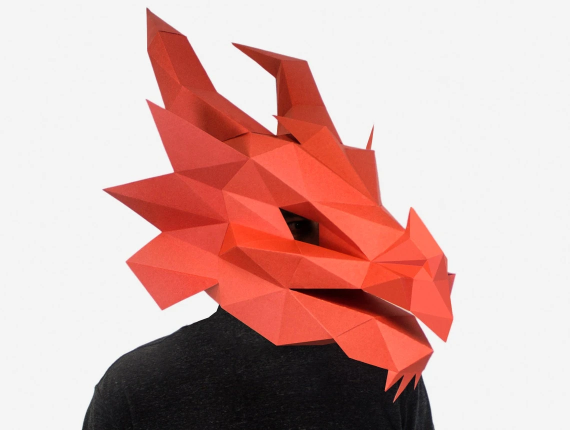 Dragon Mask, Red Dragon Costume, Paper Craft Template, Cosplay ...