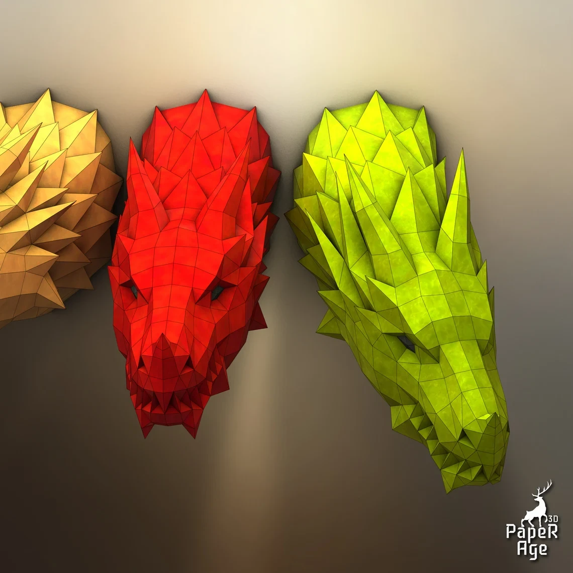 Dragon on the wall, Head of dragon, Papercraft, Trophy, Pepakura ...