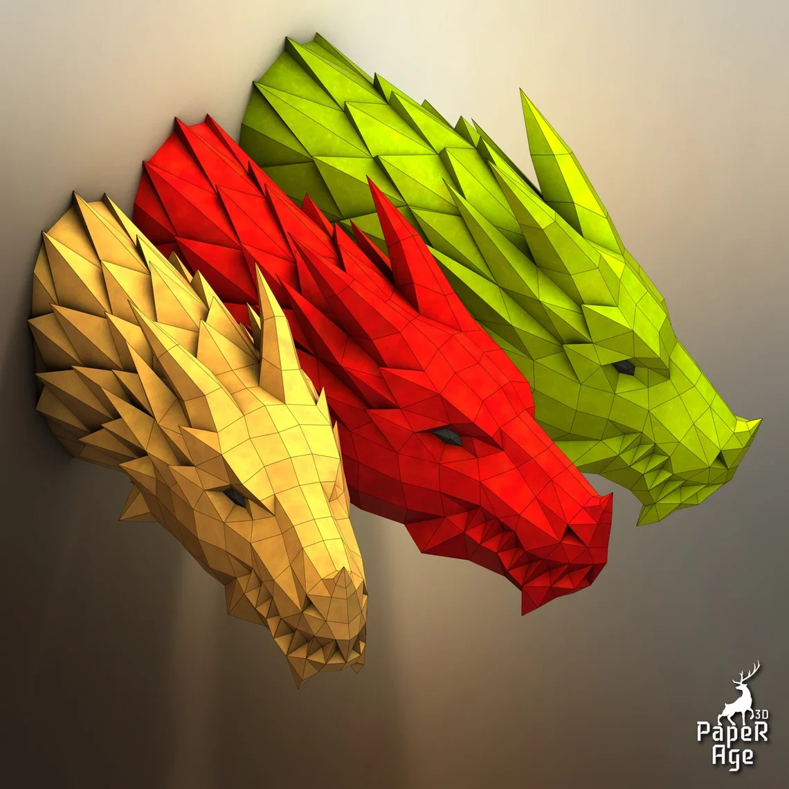 Dragon on the wall, Head of dragon, Papercraft, Trophy, Pepakura ...
