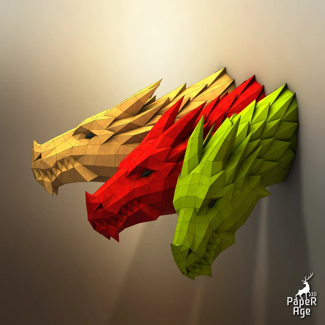 Dragon on the wall, Head of dragon, Papercraft, Trophy, Pepakura ...