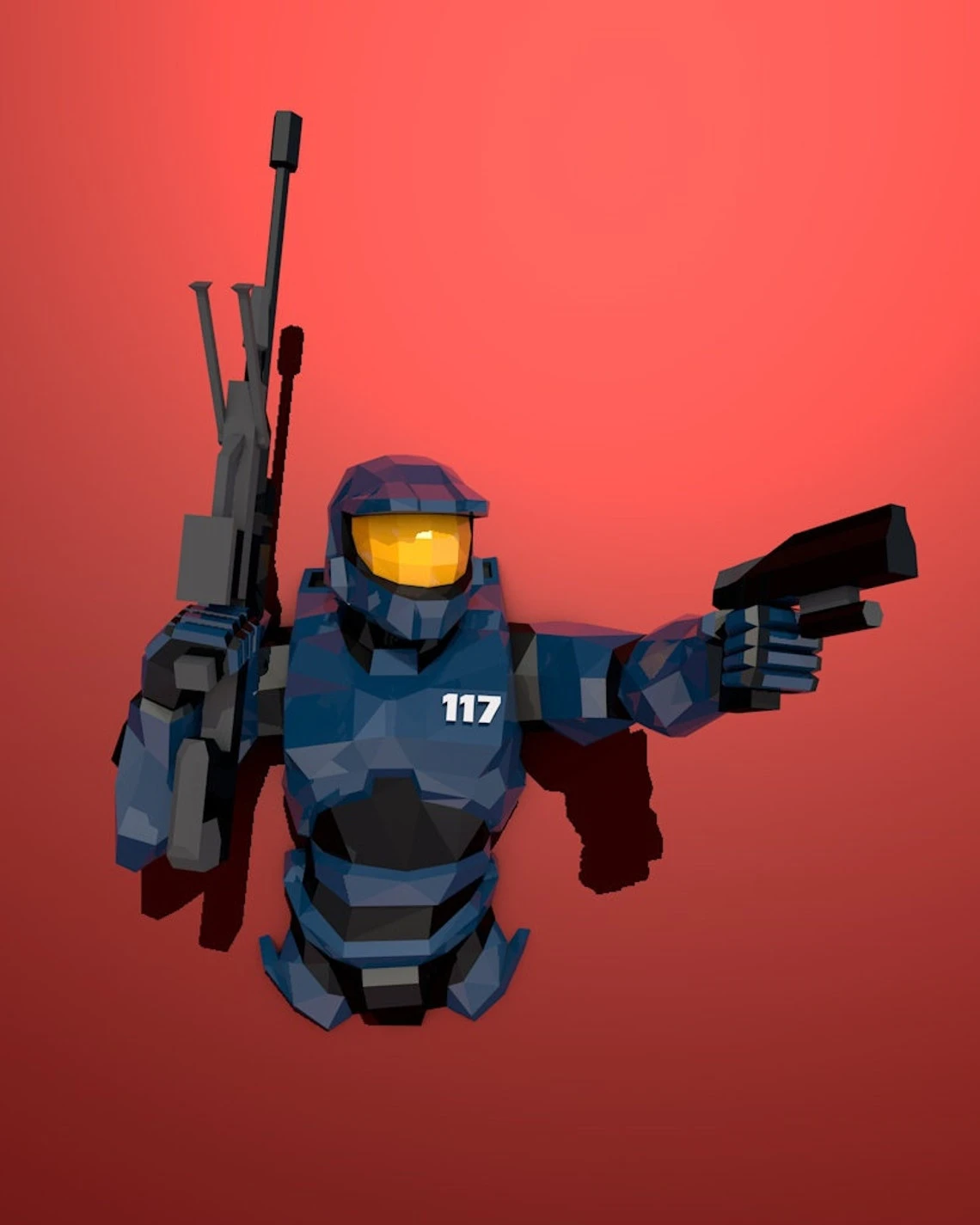 Master Chief 2, Halo Papercraft, PDF Template, DIY 3d Model, FanArt ...