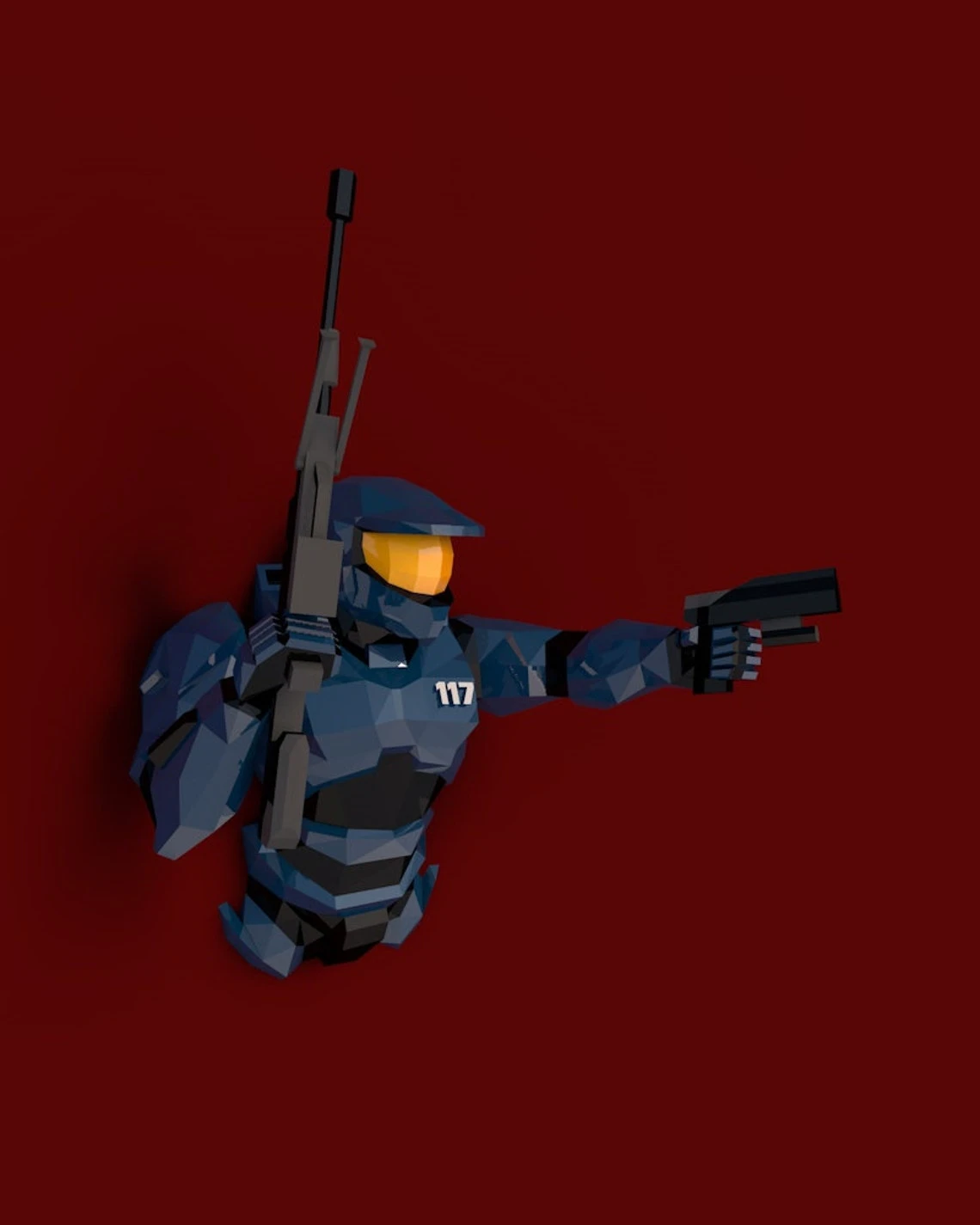 Master Chief 2, Halo Papercraft, PDF Template, DIY 3d Model, FanArt ...