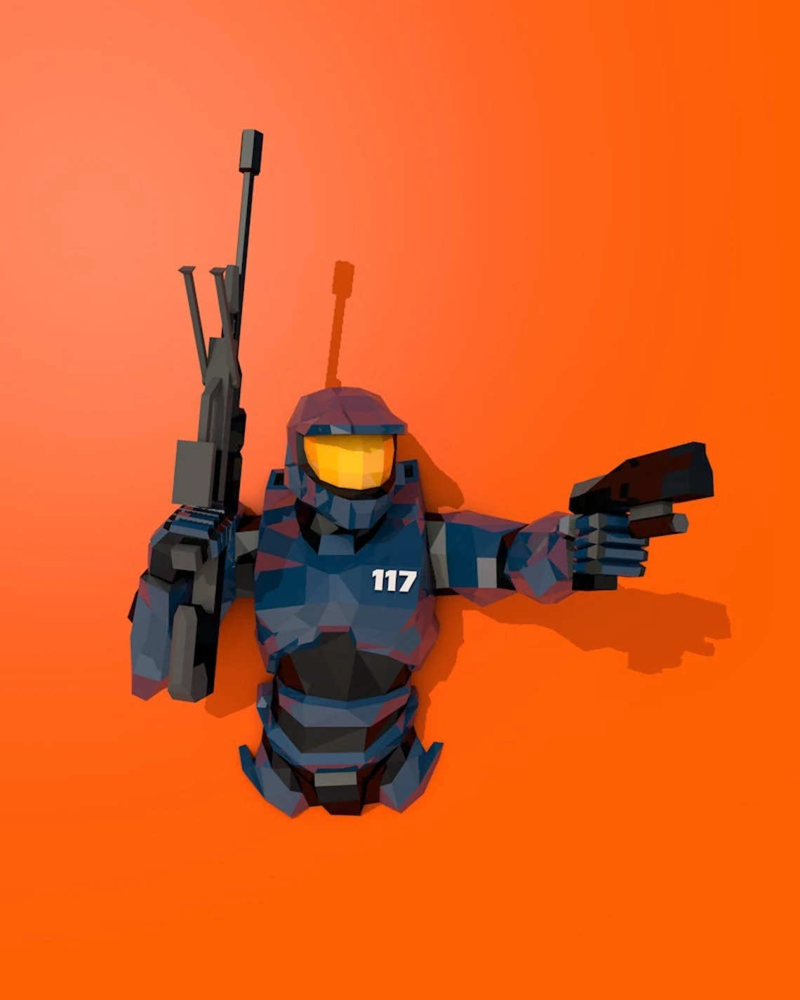 Master Chief 2, Halo Papercraft, PDF Template, DIY 3d Model, FanArt ...