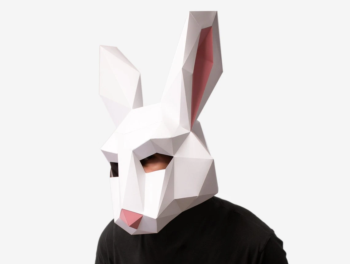 DIY Rabbit Mask, Bunny Mask, Paper Craft Template, Printable Mask ...