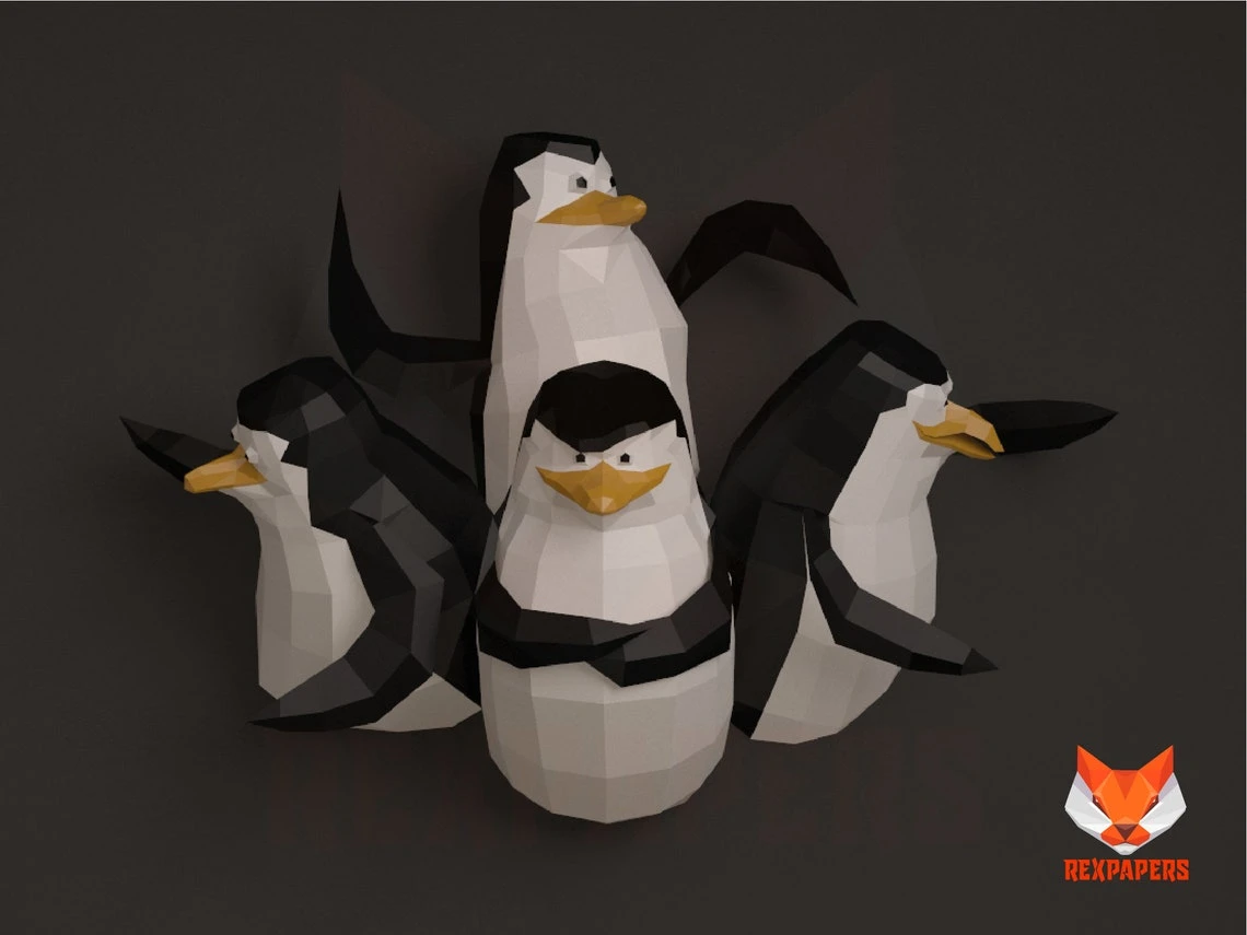 The Penguins of Madagascar Papercraft, PDF Template, DIY 3d Model ...