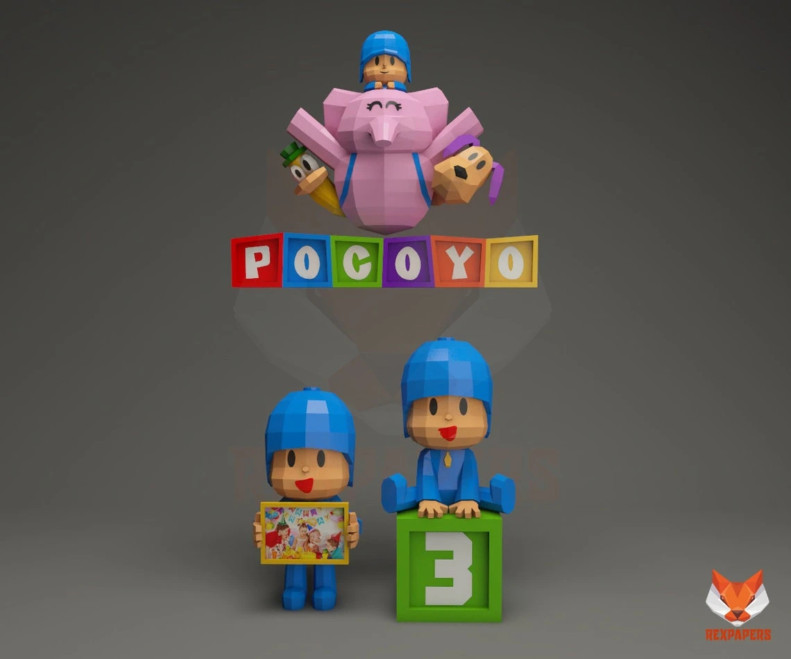 Pocoyo Papercraft, PDF Template, DIY 3d Model, FanArt, Paper Sculpture ...